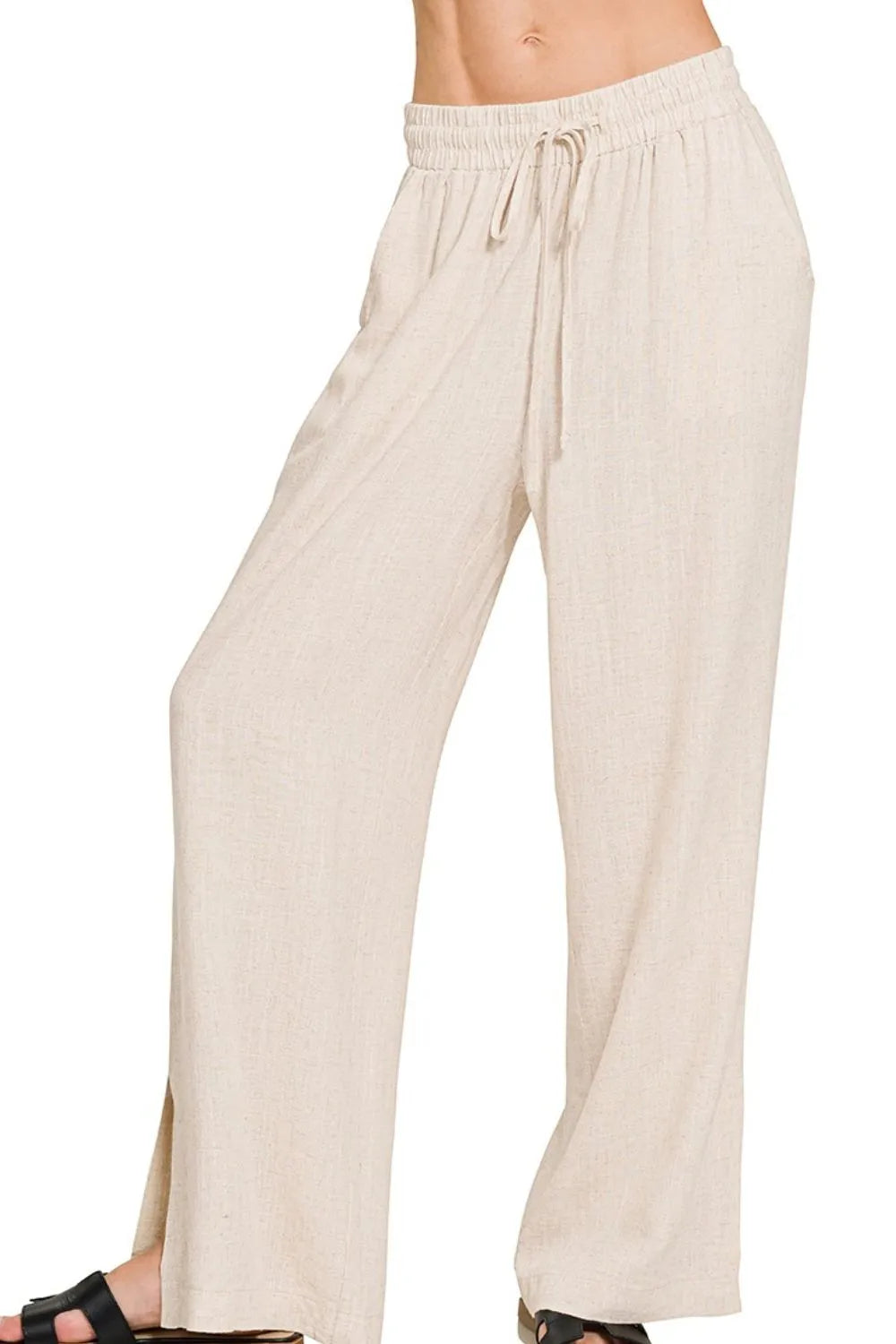 Linen Drawstring Pants in Sand beige – Edgewood Outfitters
